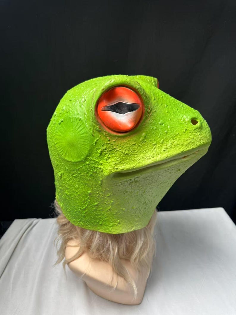 Green Frog Latex Mask – Funny Full Head Amphibian Costume for Halloween ...