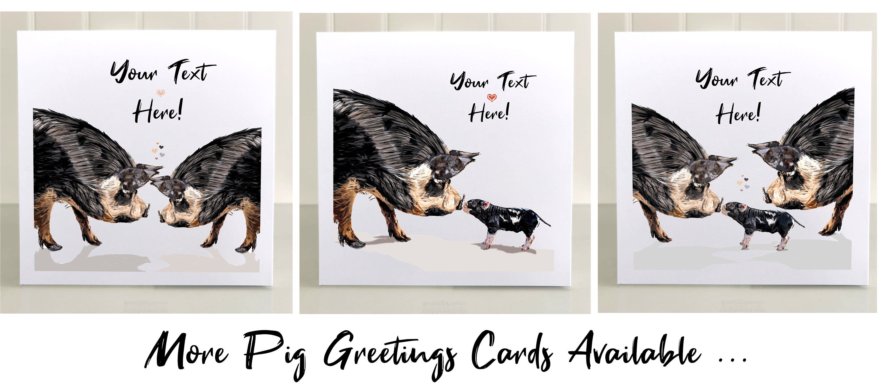 Personalised Pigs Greetings Card | Custom Text Card, Customised Animal ...