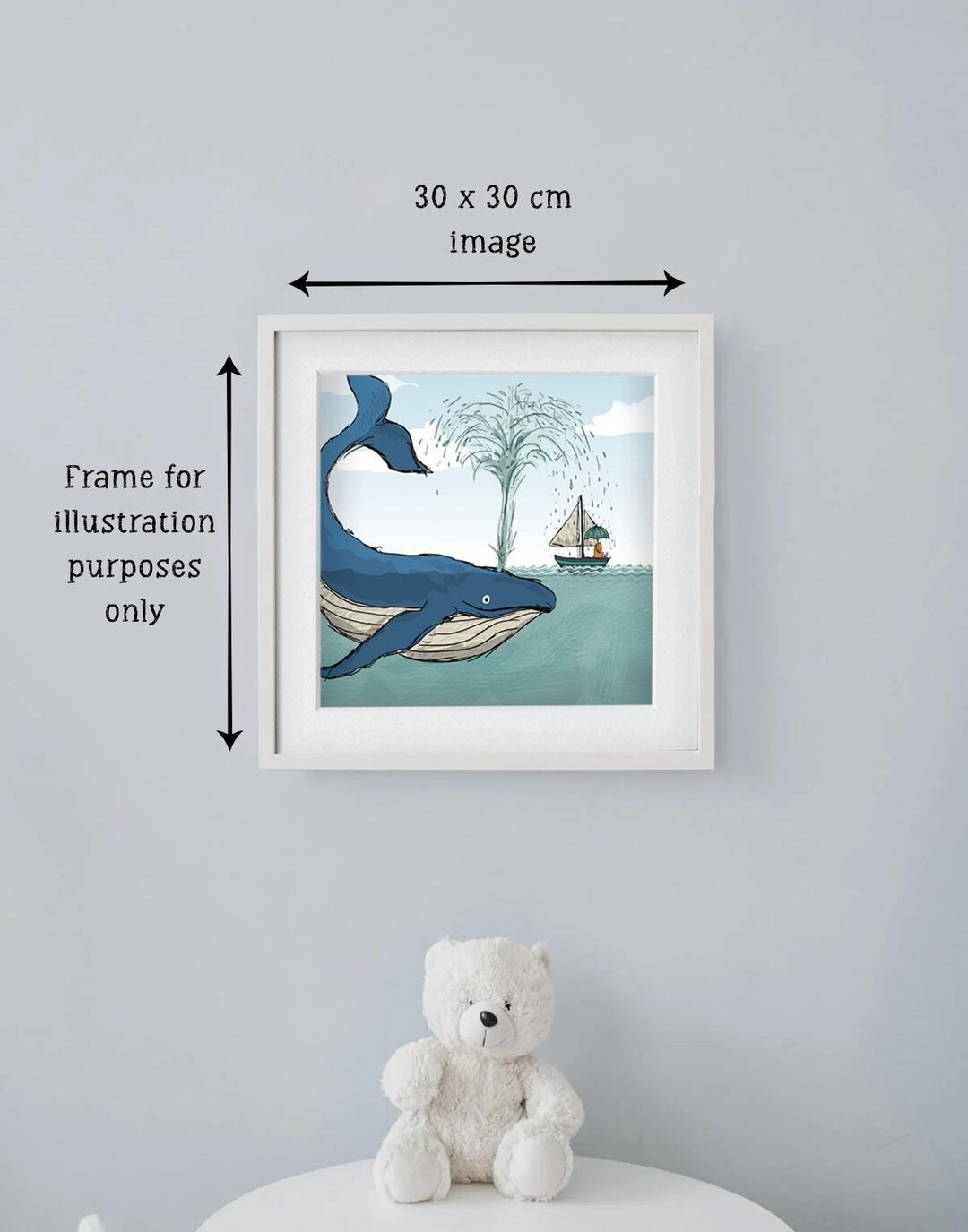 Lady and the Blue Whale Giclée Art Print Playroom Wall Art, Ocean Print ...