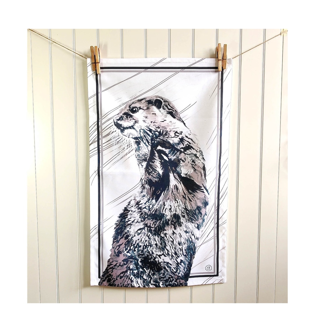 Otter Tea Towel | Otter Kitchen Decor, Otter Lover Gift, Woodland ...