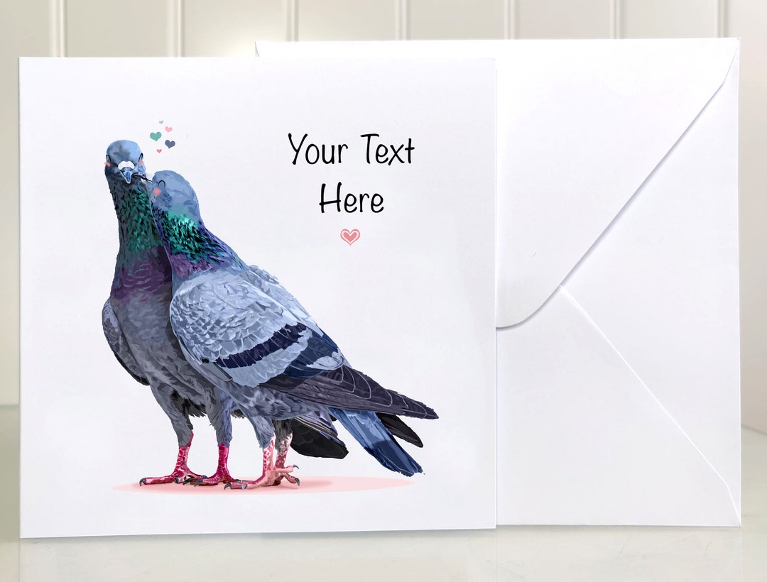 Personalised Pigeons Card Custom Text Card for Husband, Personalised ...