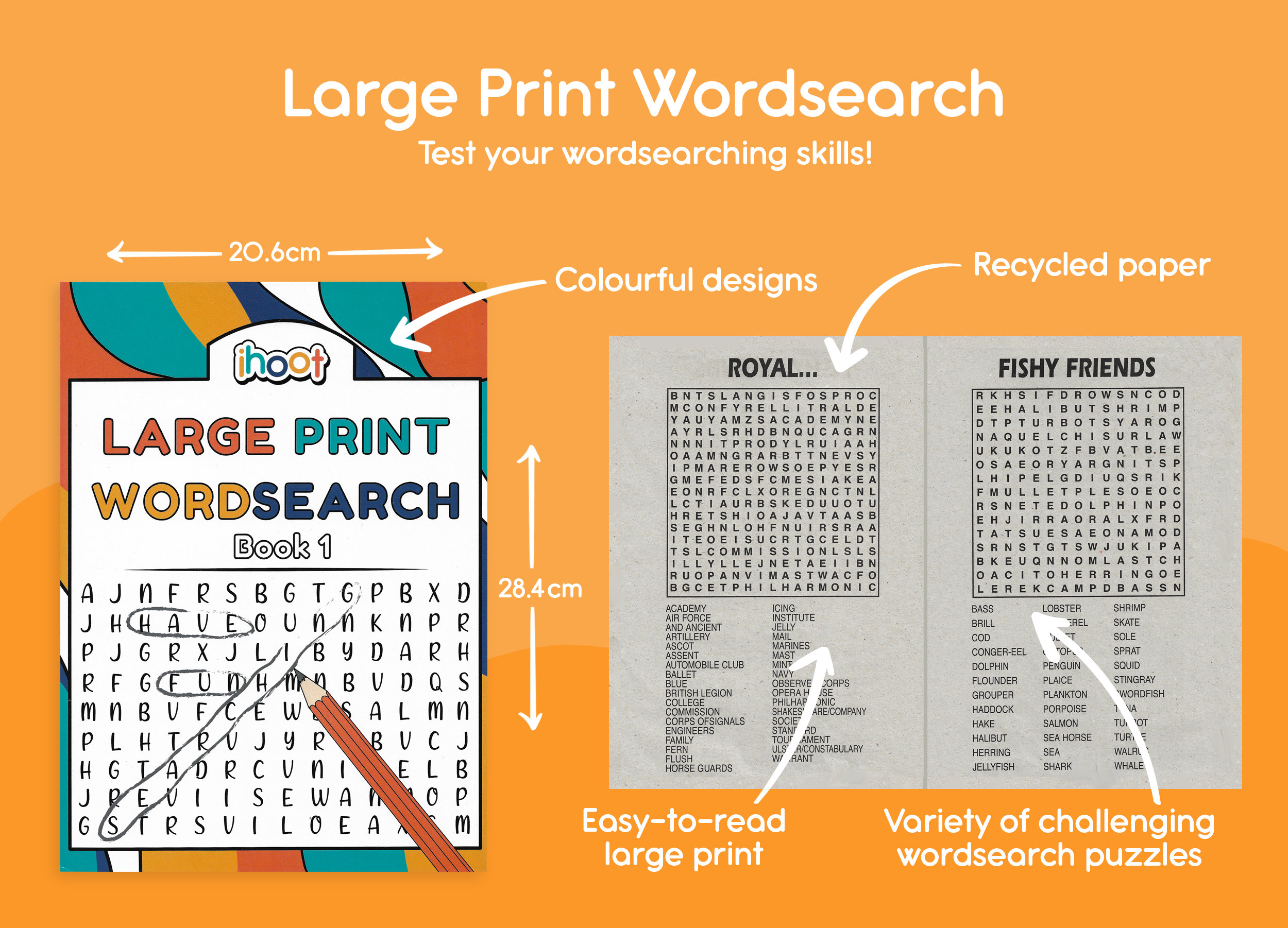 Large Print Wordsearch Puzzle Book, Easy to Read Puzzle Book, Travel ...