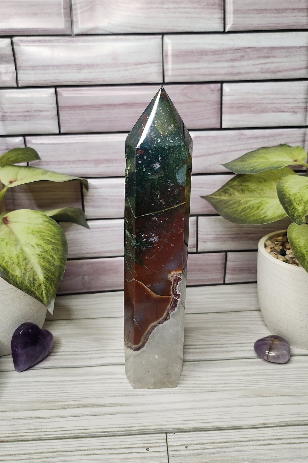 Ocean Jasper Quartz Crystal Stone Tower - Etsy