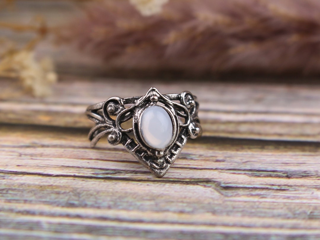 Vintage Ring Silver Punk Ring Luxury Ringmoonstone Ring - Etsy