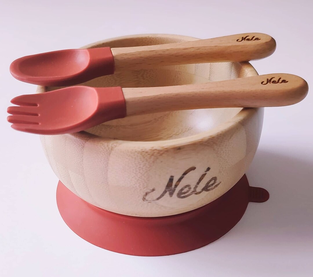 Bamboo Baby Bowls - Cutlery - Baby Dishes - Silicone Base - Suction Cup ...
