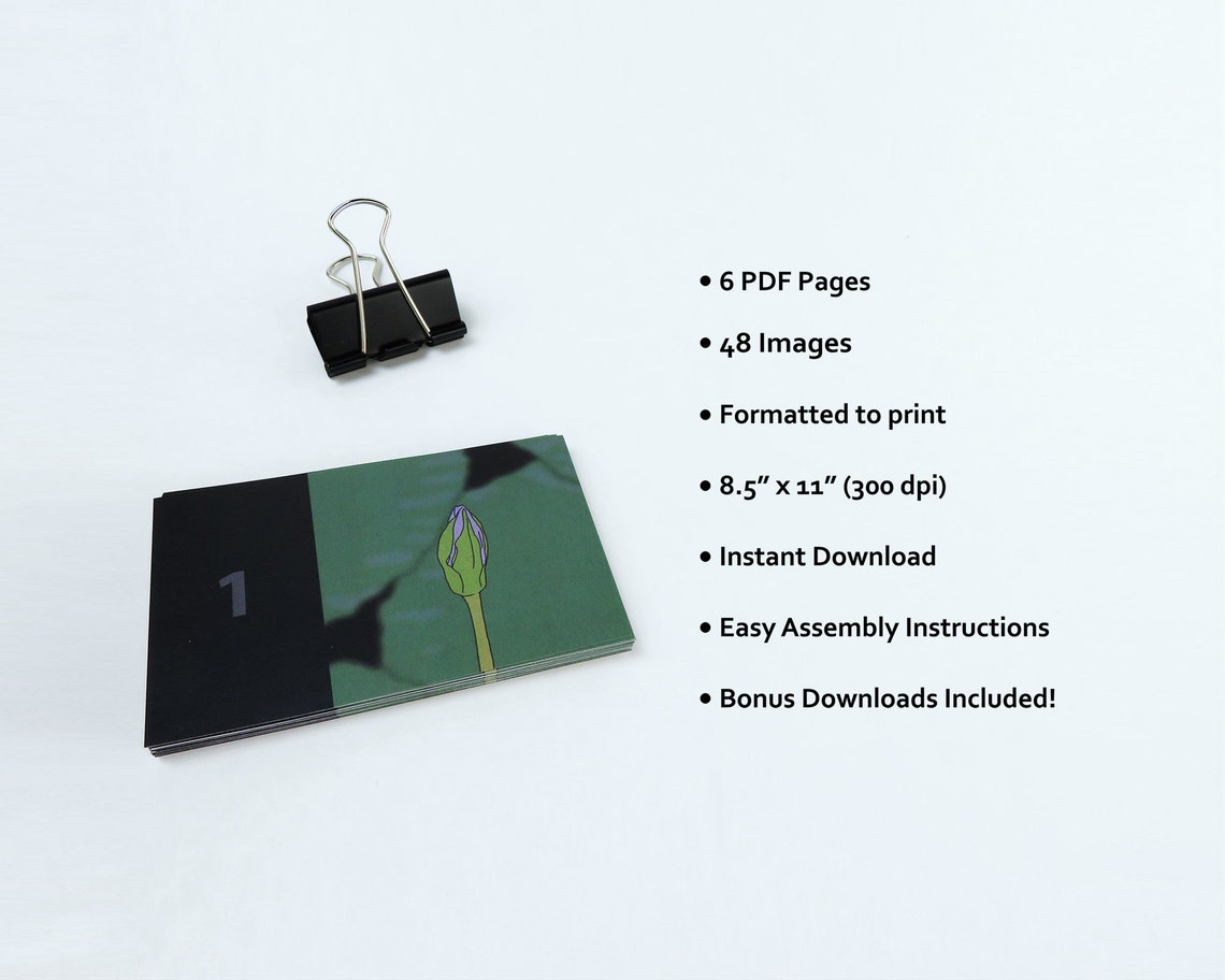 FLOWER Flipbook, DIY Flip Book, Animation, Printable Party Favors ...