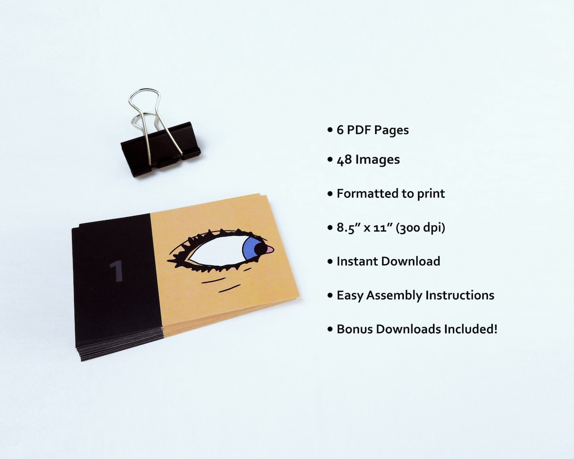 EYEBALL Flipbook, DIY Flip Book, Animation, Printable Party Favors ...