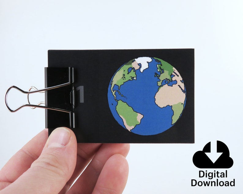 EARTH Flipbook DIY Flip Book Animation Printable Party - Etsy