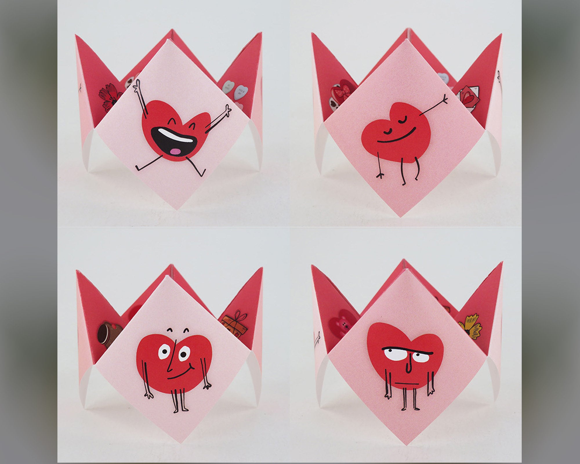 VALENTINES ORIGAMI, Cootie Catcher, Paper Fortune Teller, Origami Art ...