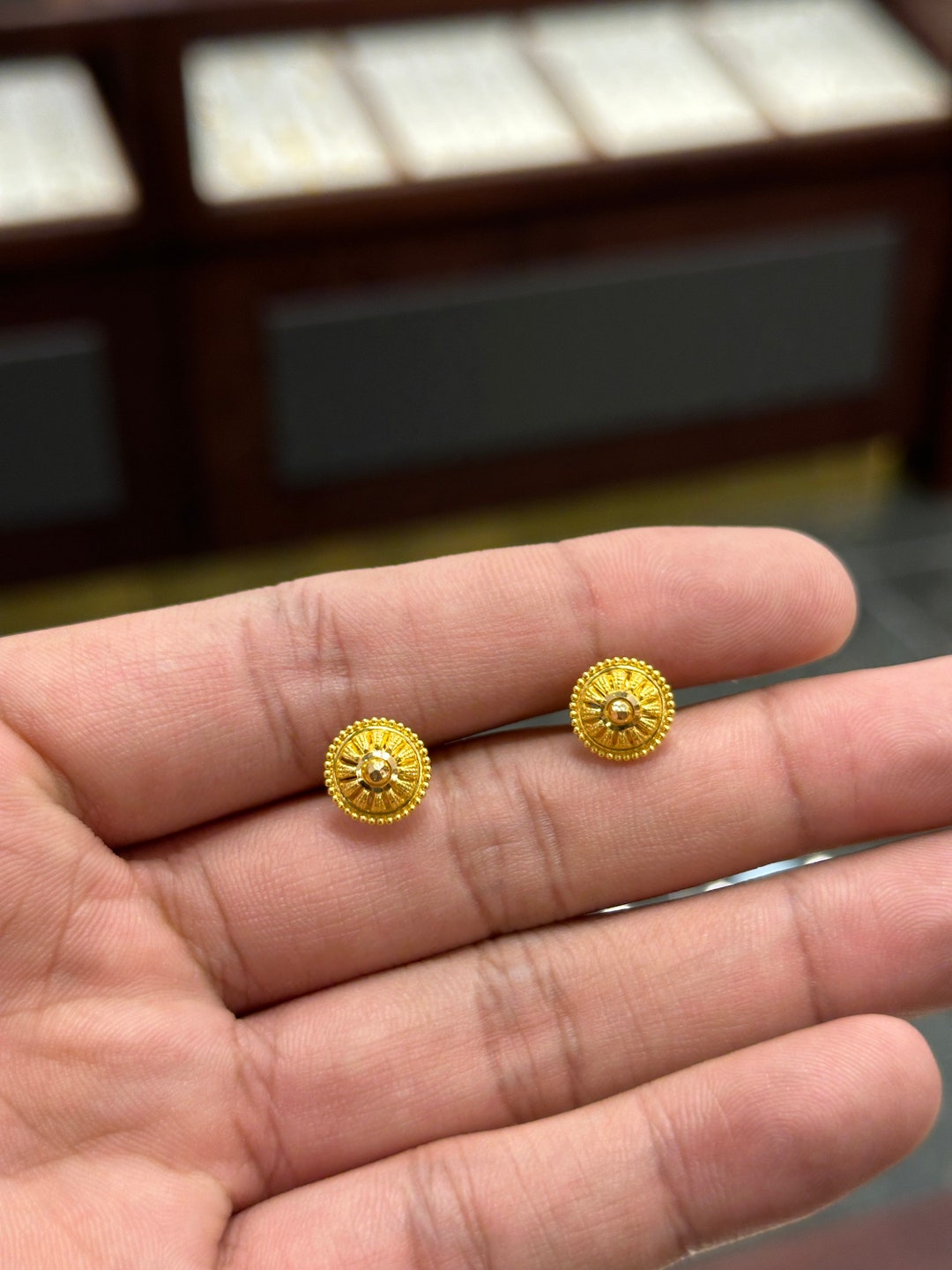 22k Gold Earrings Studs Timeless Beauty Indian Jewellery - Etsy