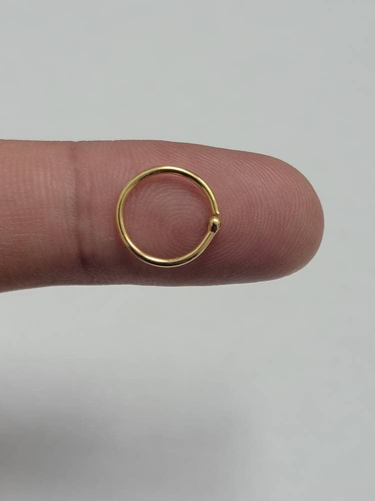 Real 22k Gold Nose Jewellery. Solid 22k Gold Hoops. Nose Ring With Ball-end Hoops. Ring With a ...