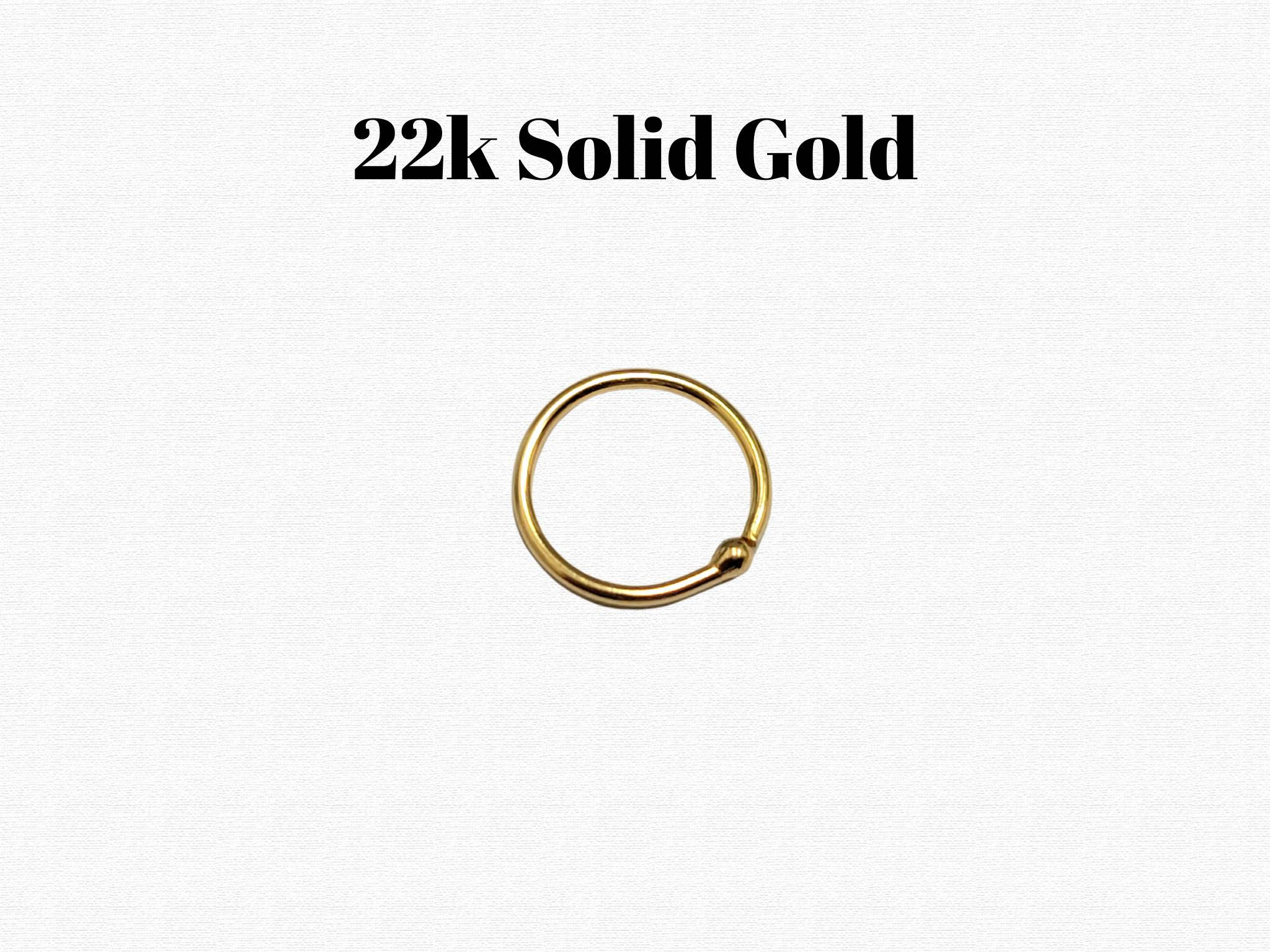 Real 22k Gold Nose Jewellery. Solid 22k Gold Hoops. Nose Ring With Ball ...