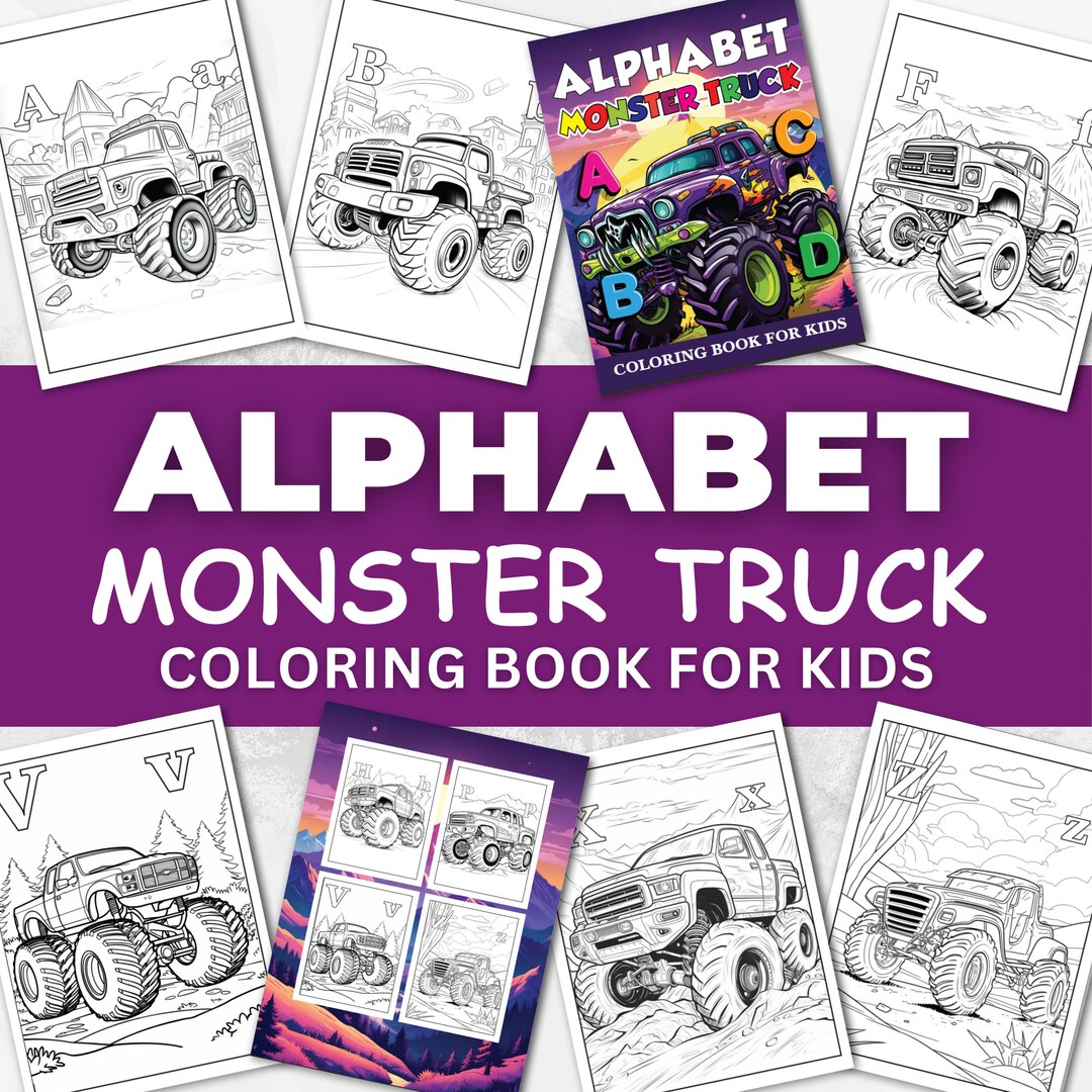 ABC Monster Truck Coloring Book for Kids - Fun Alphabet Pages ...