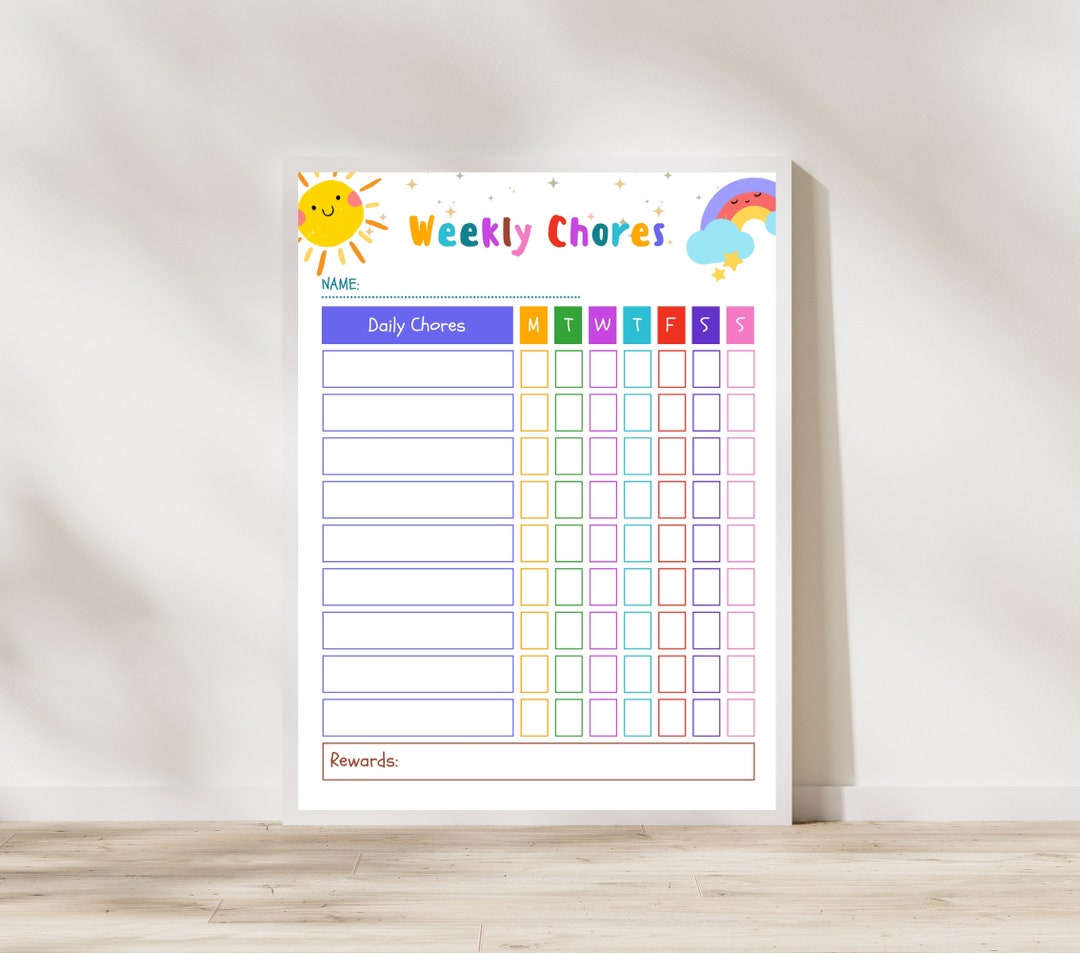 Editable Weekly Kids Chore Chart | PDF & PNG | Canva Link | Kids Daily ...
