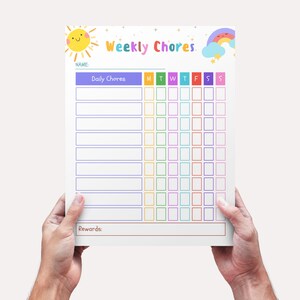 Editable Weekly Kids Chore Chart | PDF & PNG | Canva Link | Kids Daily ...