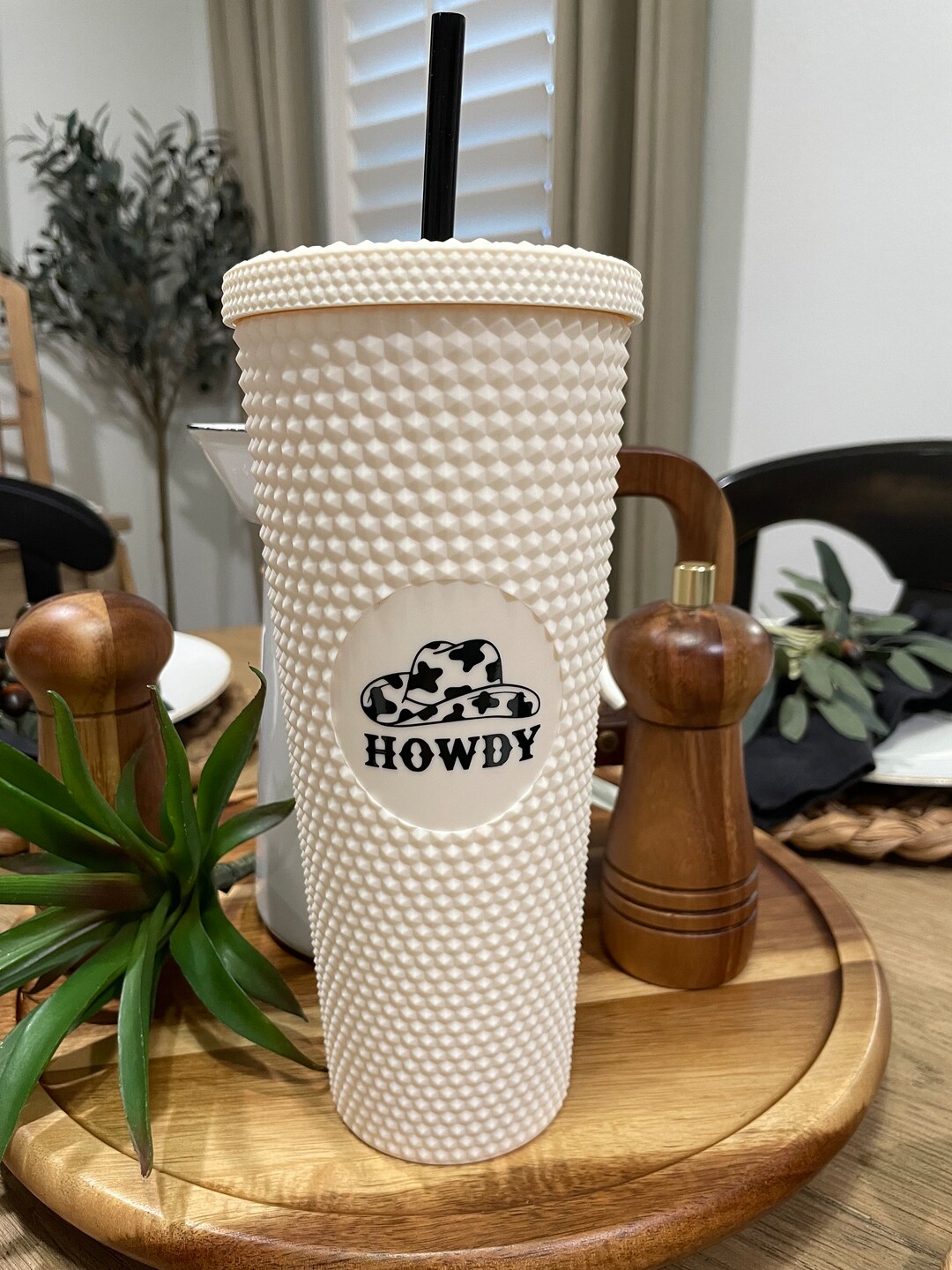 Howdy Cowgirl Tumbler | Bachelorette Gift | Cow Print 24oz Textured ...