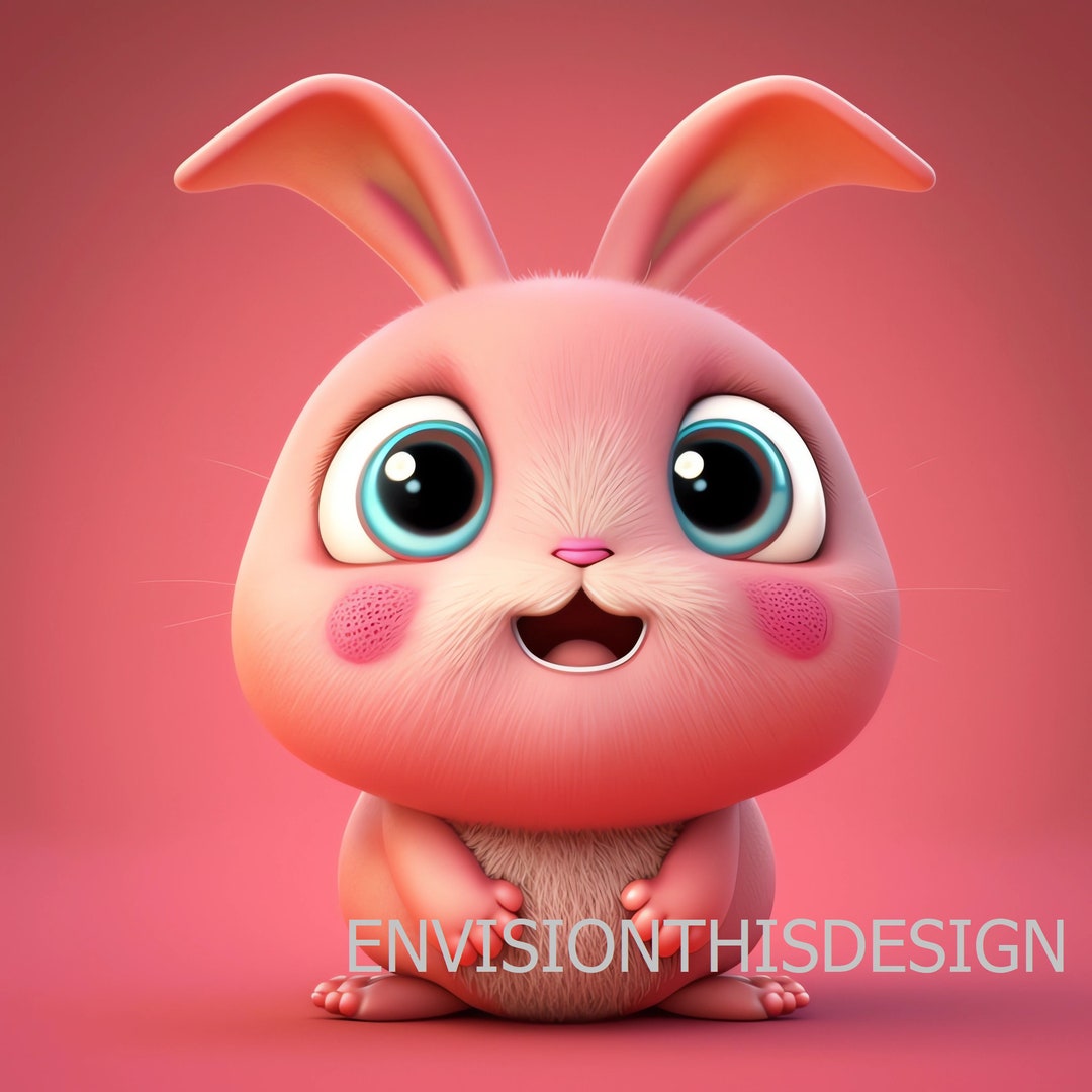 Super Cute Rabbit Digital Print | Printable Wall Art | Cute Digital Art ...