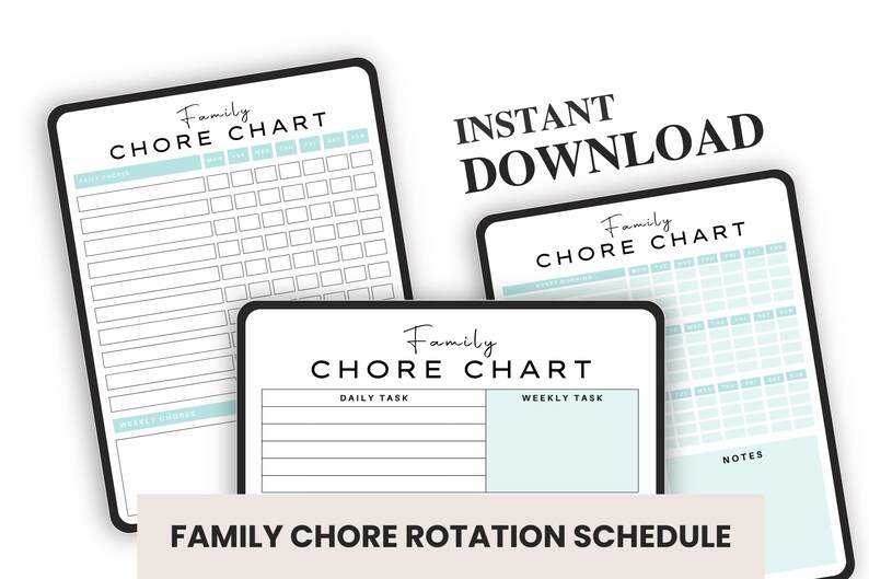 Chore Chart Printable Family Chore Chart Printable Bundle - Etsy