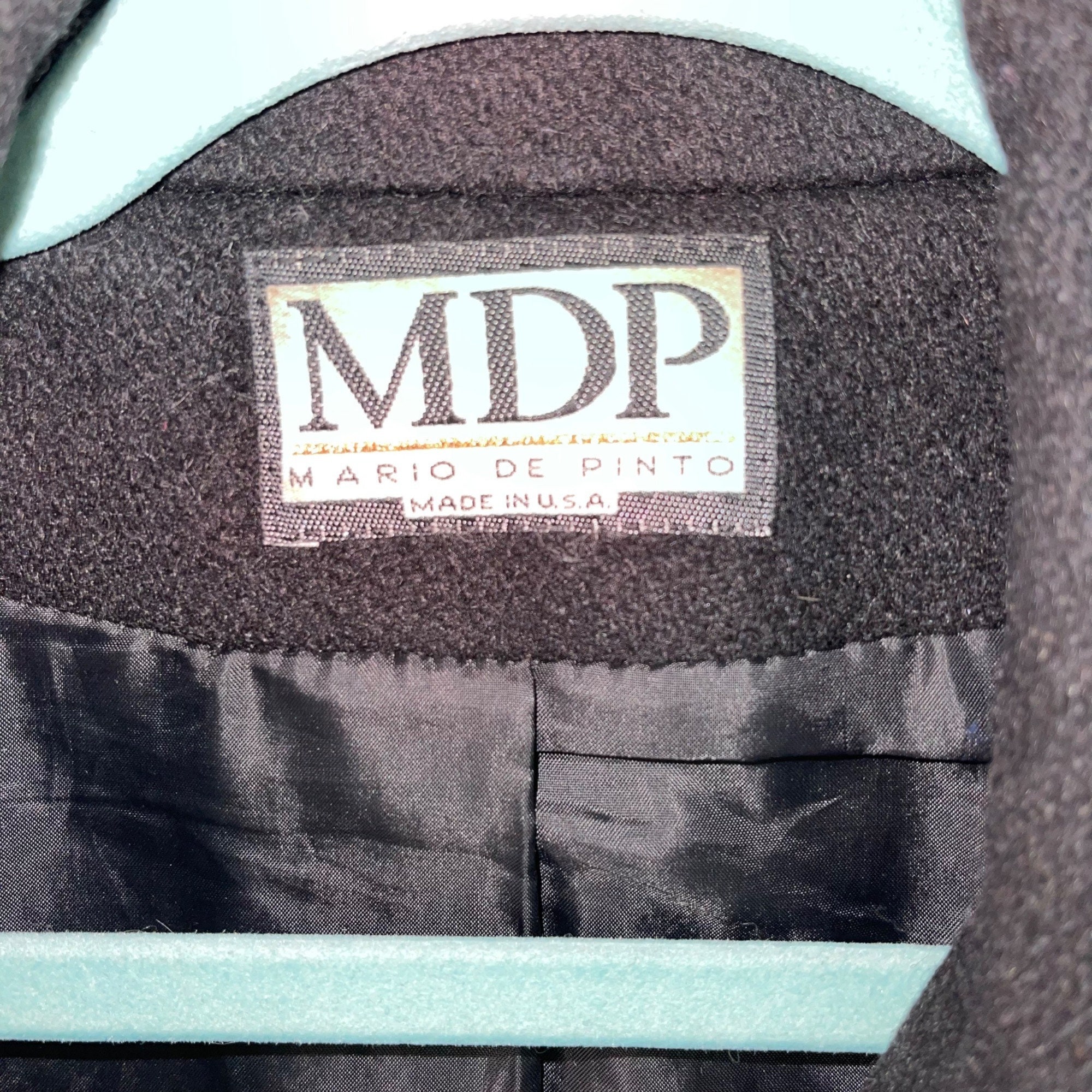 Mario De Pinto Womens Pea Coat Black Size Large Vintage Wool Blend Made ...
