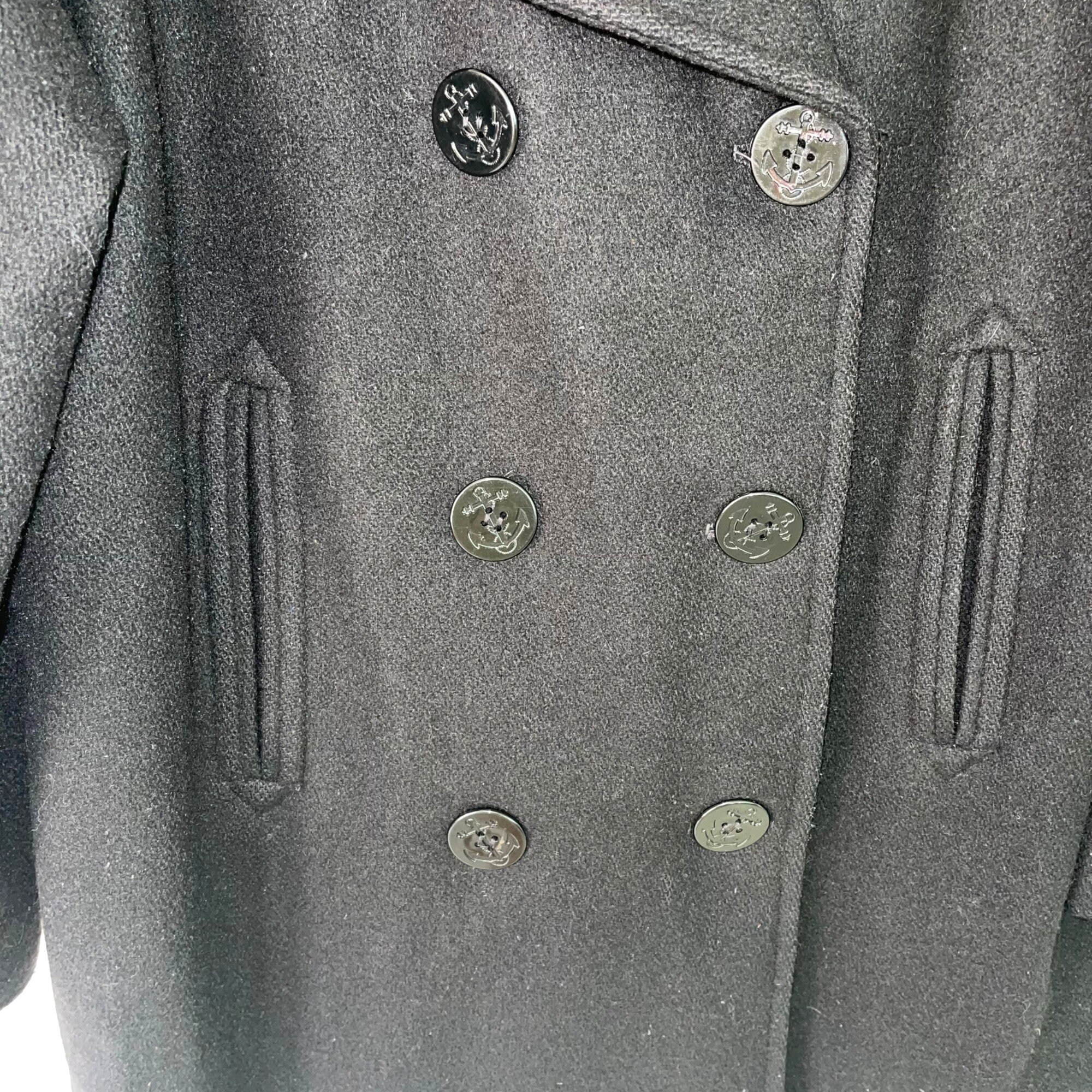 Mario De Pinto Womens Pea Coat Black Size Large Vintage Wool Blend Made ...