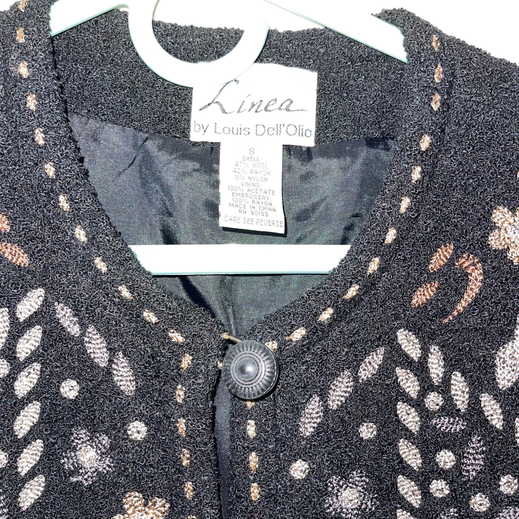Linea by Louis Dell’olio Vintage Womens Embroidered Sweater Jacket Size ...