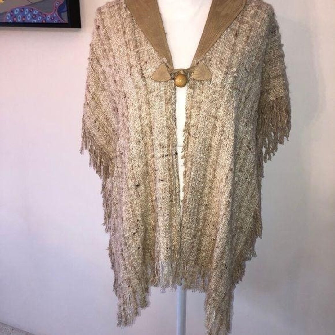 Manos Made by Hand Poncho One Size Womens Vintage Bohemian Cotton ...
