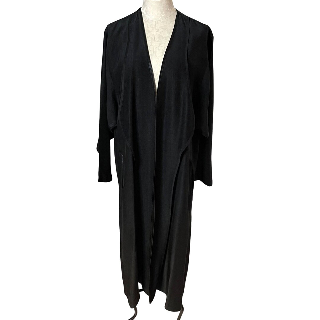 IC Collection Womens Long Duster Black Size Large Vintage - Etsy
