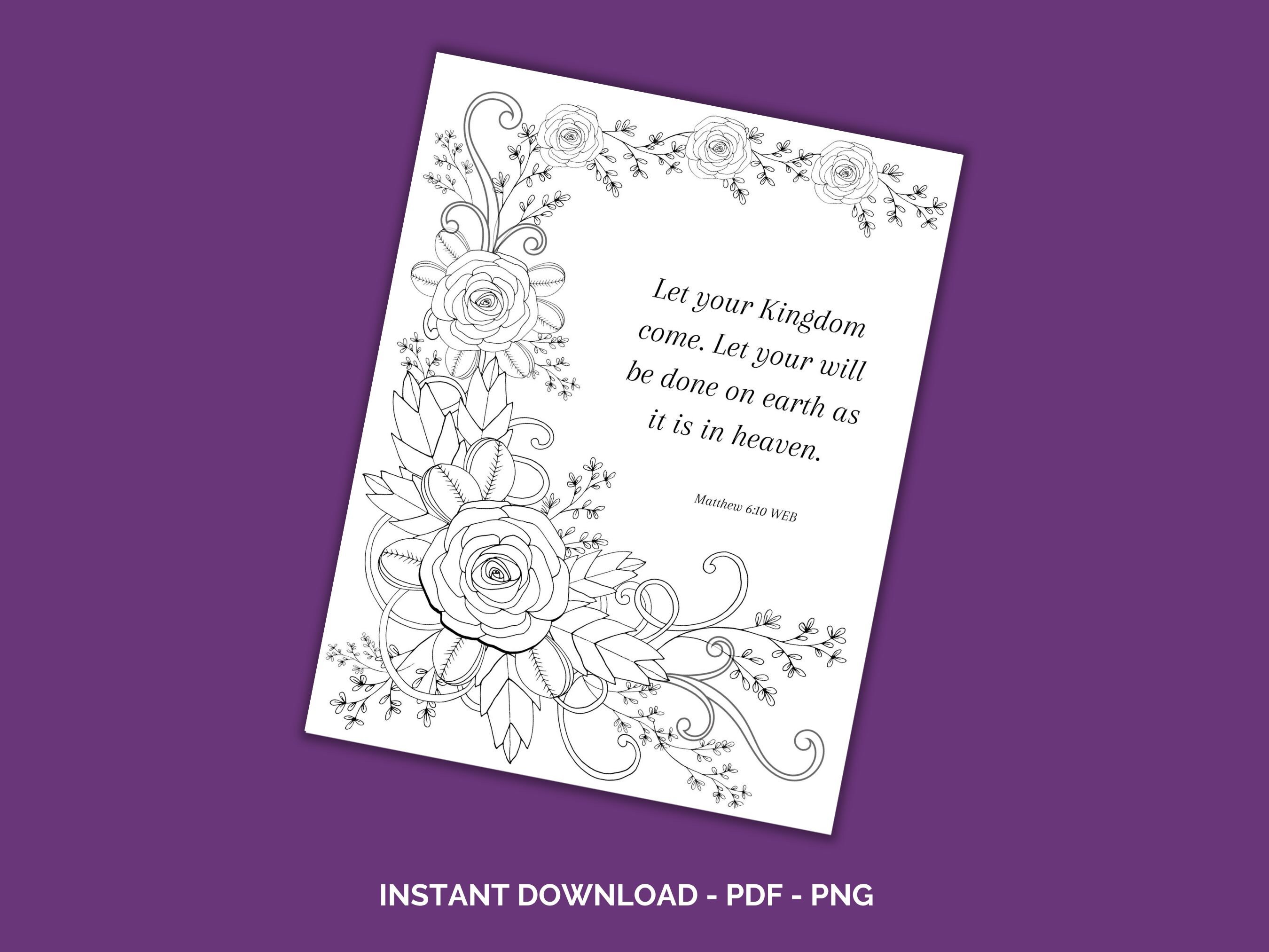 Lord's Prayer Coloring Pages - Printable Scripture Art (digital ...