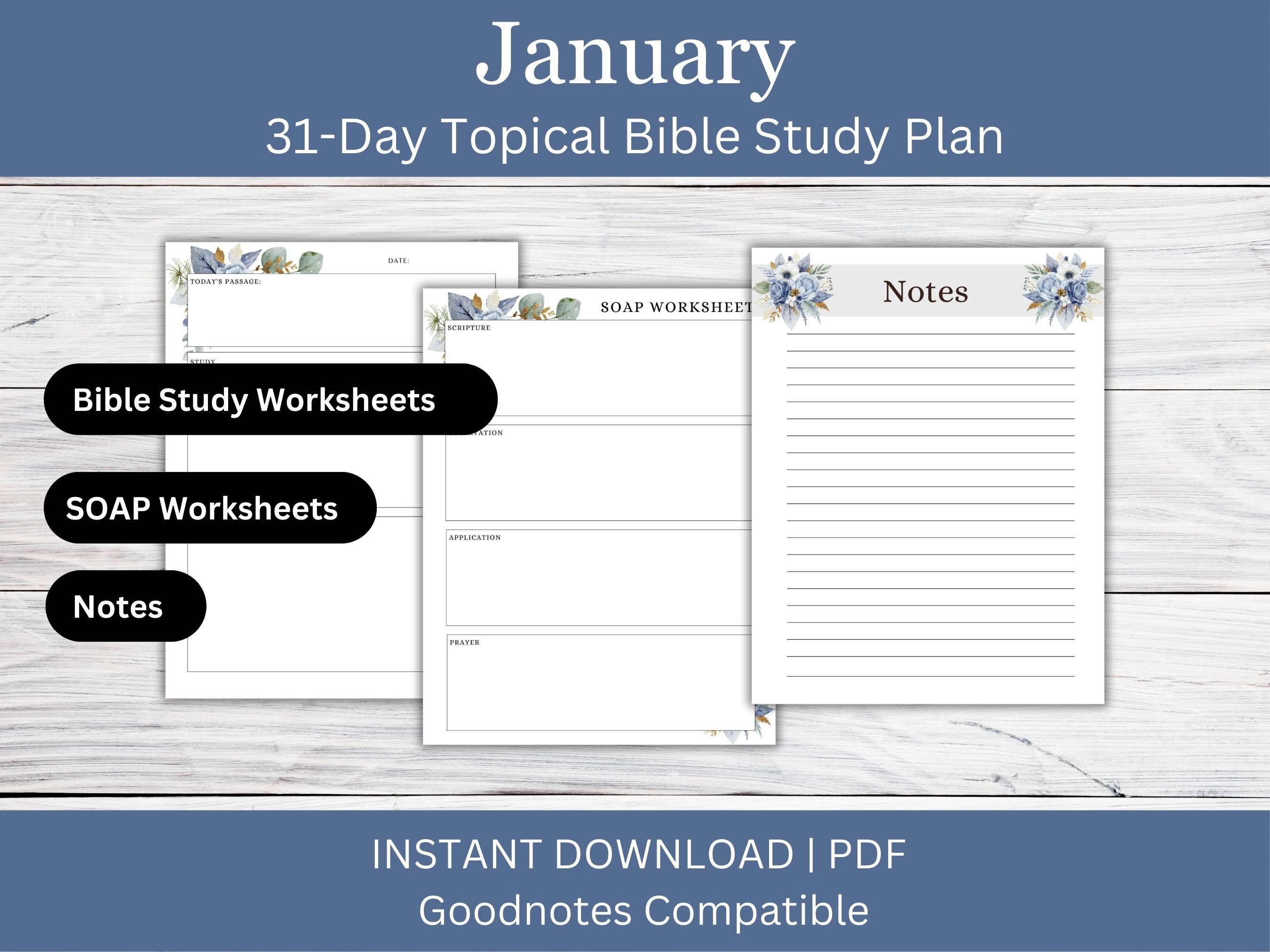 Bible Study Journal | Bible Reading Plan Printable | Digital Bible ...
