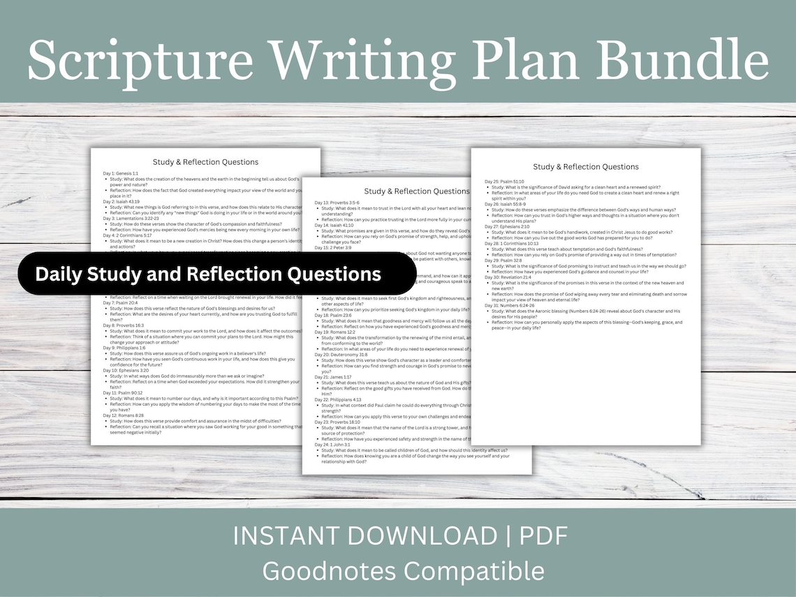 Bible Study Journal | Bible Reading Plan Printable | Scripture Writing ...