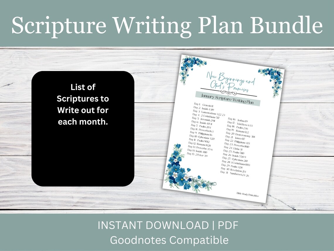 Bible Study Journal | Bible Reading Plan Printable | Scripture Writing ...