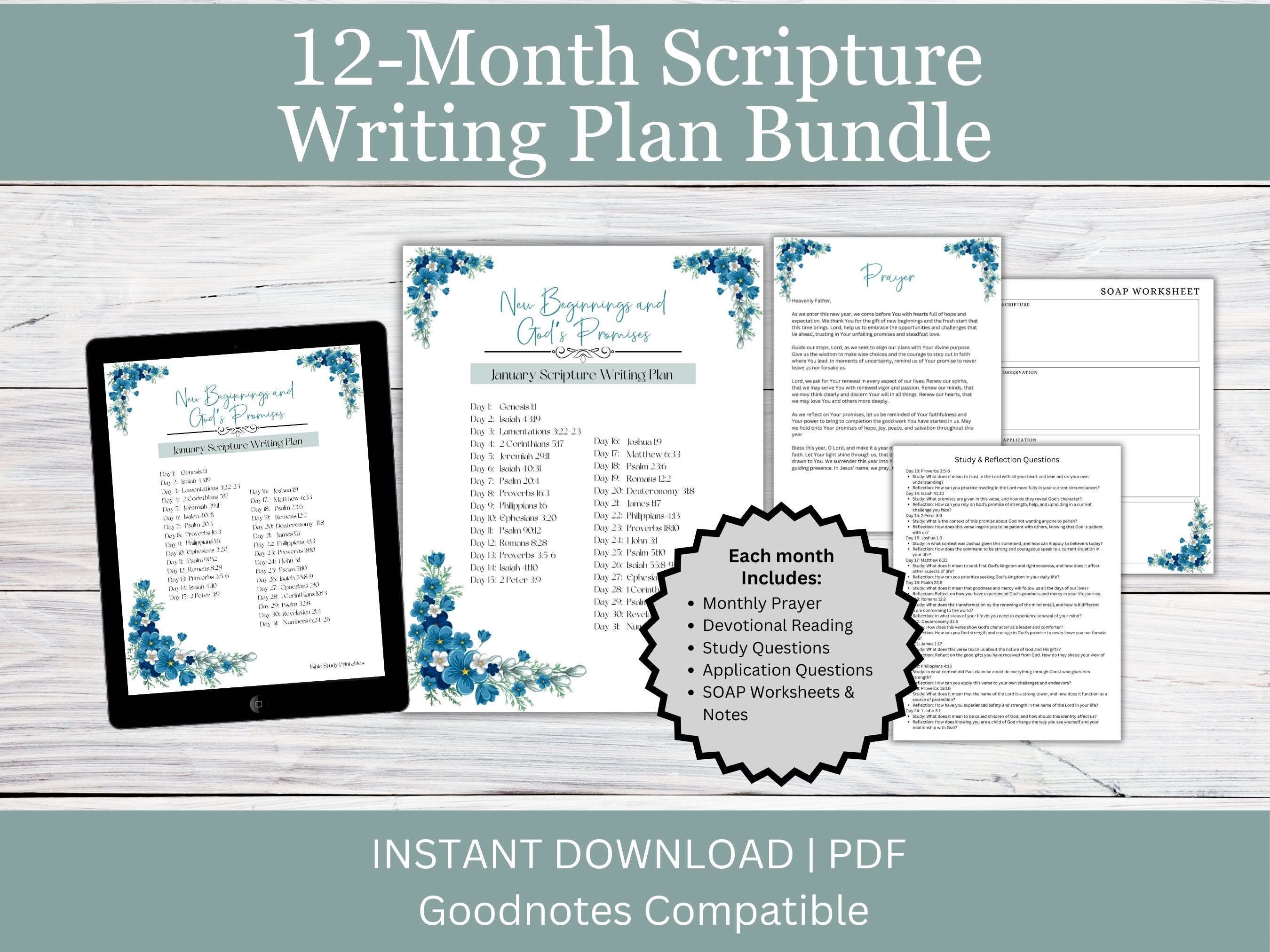 Bible Study Journal | Bible Reading Plan Printable | Scripture Writing ...