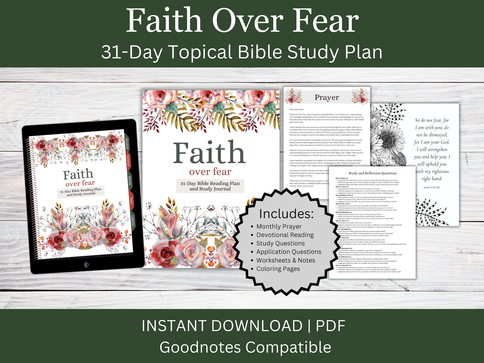 Bible Study Journal Bible Reading Plan Printable Digital Bible