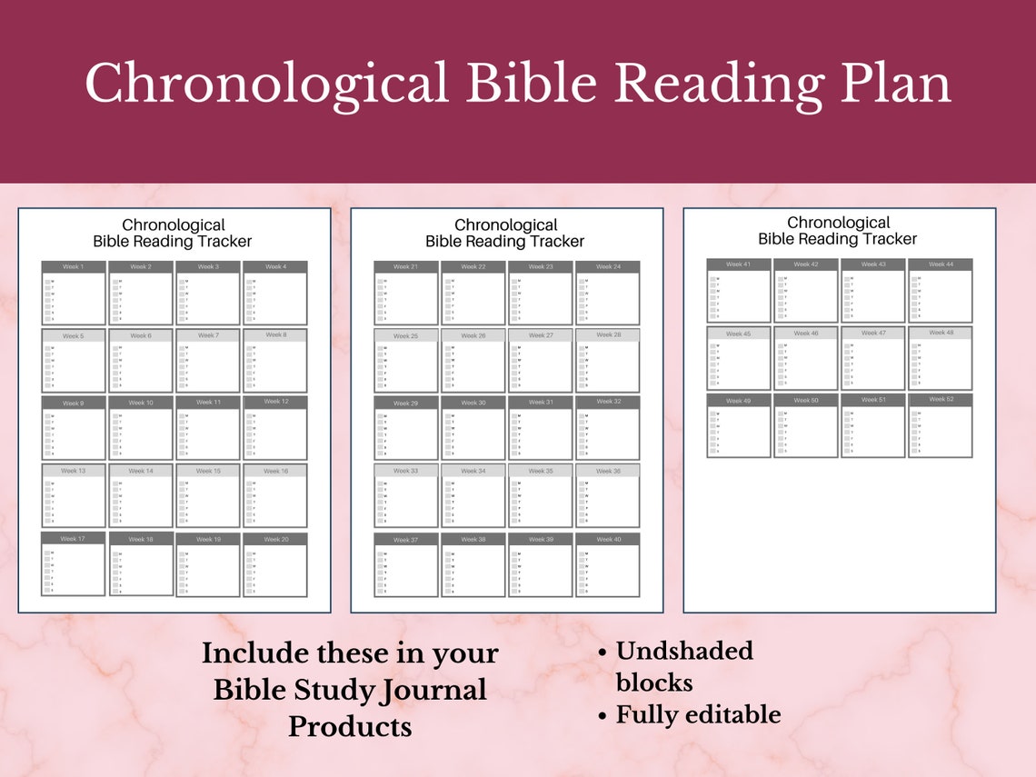 Chronological Bible Reading Tracker Printable | Bible Reading Log ...