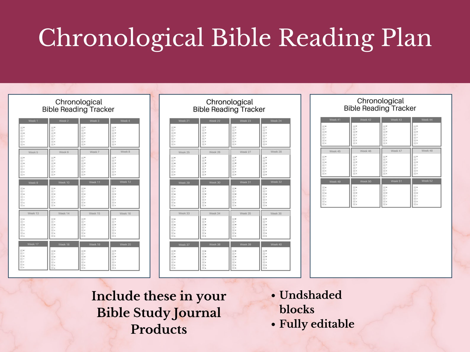 Chronological Bible Reading Tracker Printable | Bible Reading Log ...