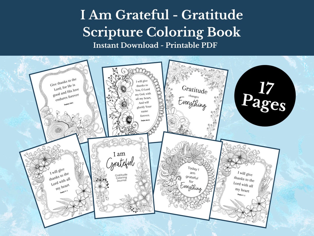 Gratitude Journal Coloring Pages, Scripture Verse Art (digital Download ...