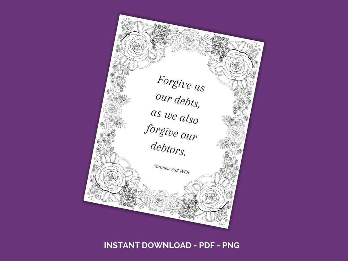 The Lord's Prayer Scripture Coloring Pages Instant Download Printable ...