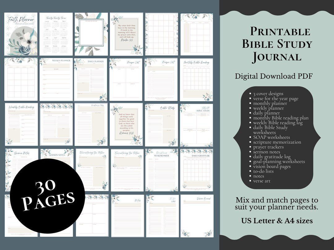 Printable Bible Study Journal | Faith Planner, Prayer Tracker (digital ...