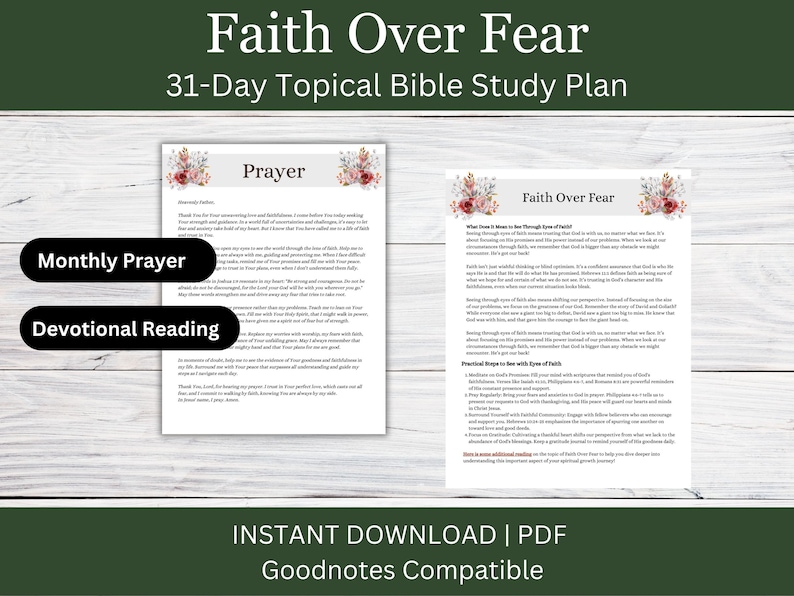 Faith Over Fear Bible Study Journal | 31-day Plan (digital Download) - Etsy