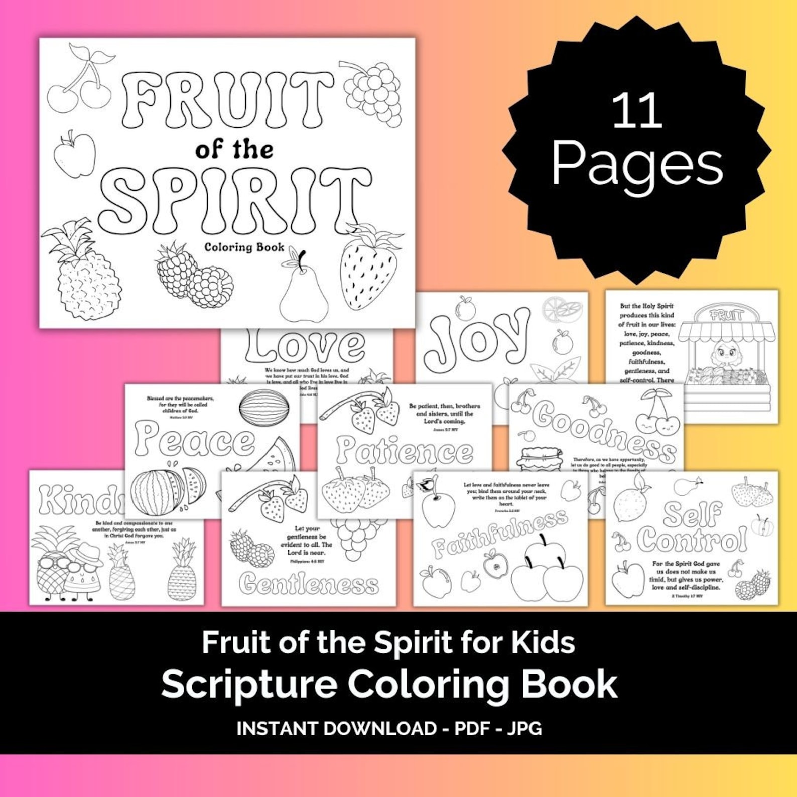 Fruit of the Spirit Coloring Pages | Bible Verse Coloring Pages ...