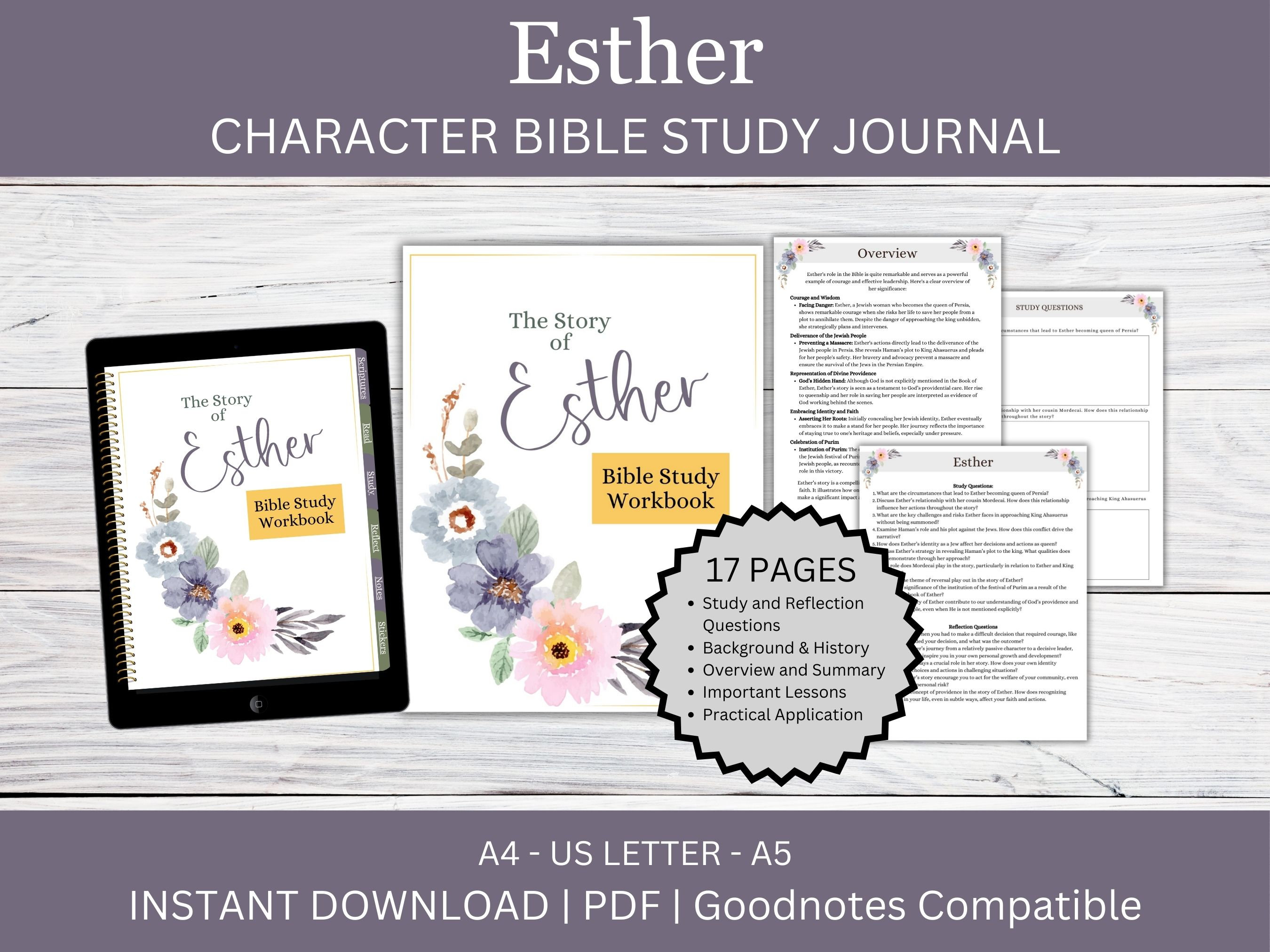 Bible Study Journal |esther Bible Study | Character Study | Christian ...