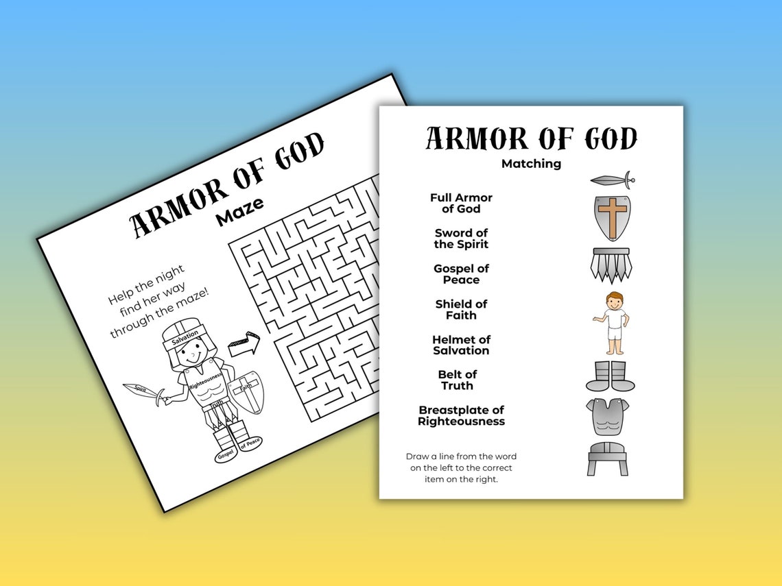 Armor of God Activity Book for Kids, Bible Story Printables, Bible ...