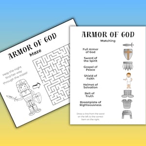 Armor of God Activity Book for Kids, Bible Story Printables, Bible ...