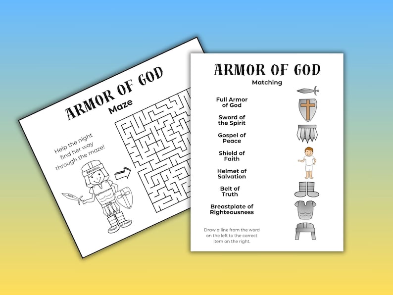Armor of God Activity Book for Kids, Bible Story Printables, Bible ...