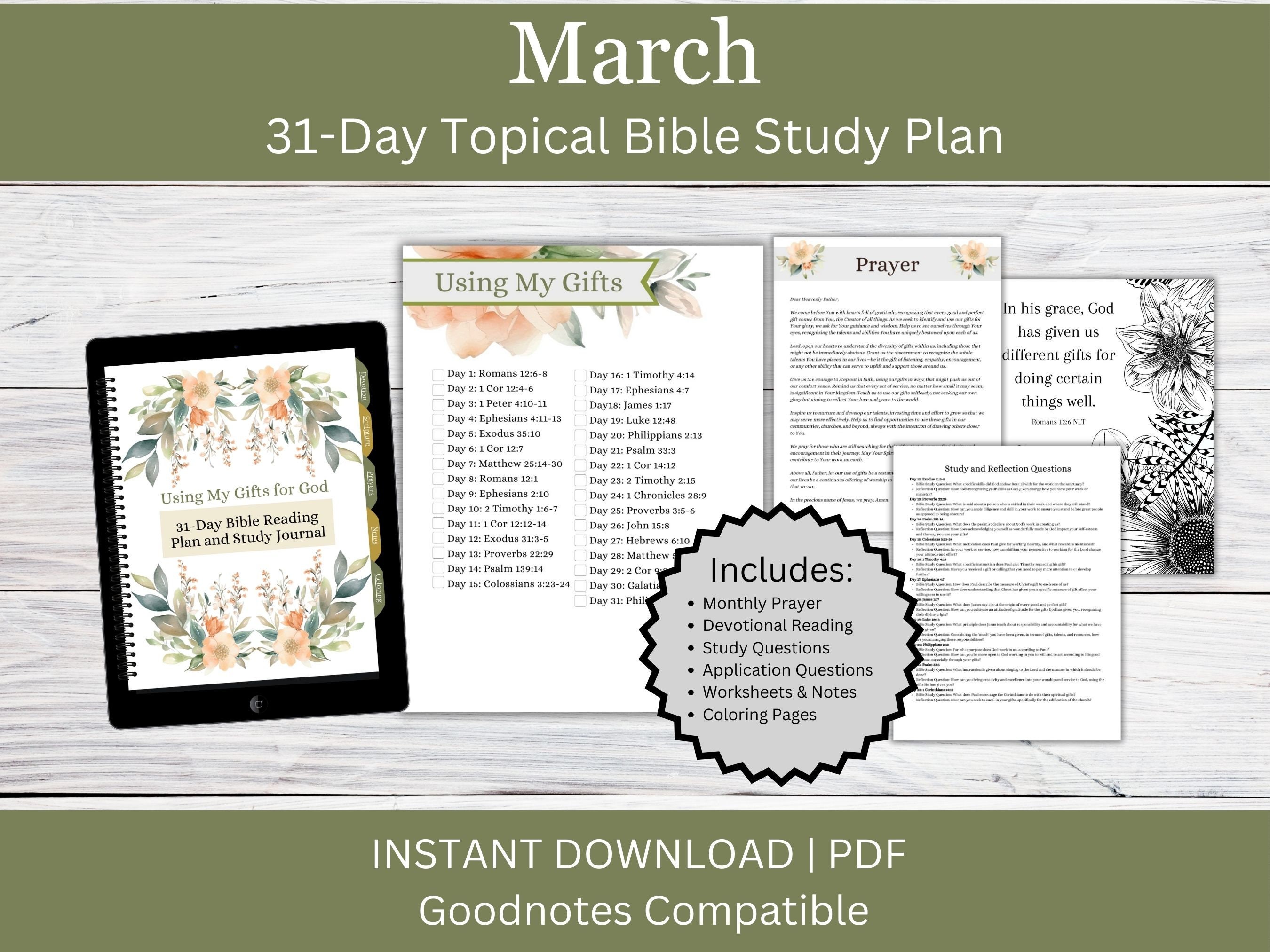 Bible Study Journal Bible Reading Plan Printable Digital Bible Study ...