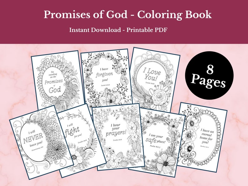 Promises of God Coloring Pages - 8 Printable Bible Verses (PDF Download ...