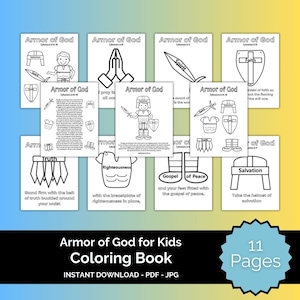 Armor of God Bible Verse Coloring Pages, Bible Activities for Kids ...