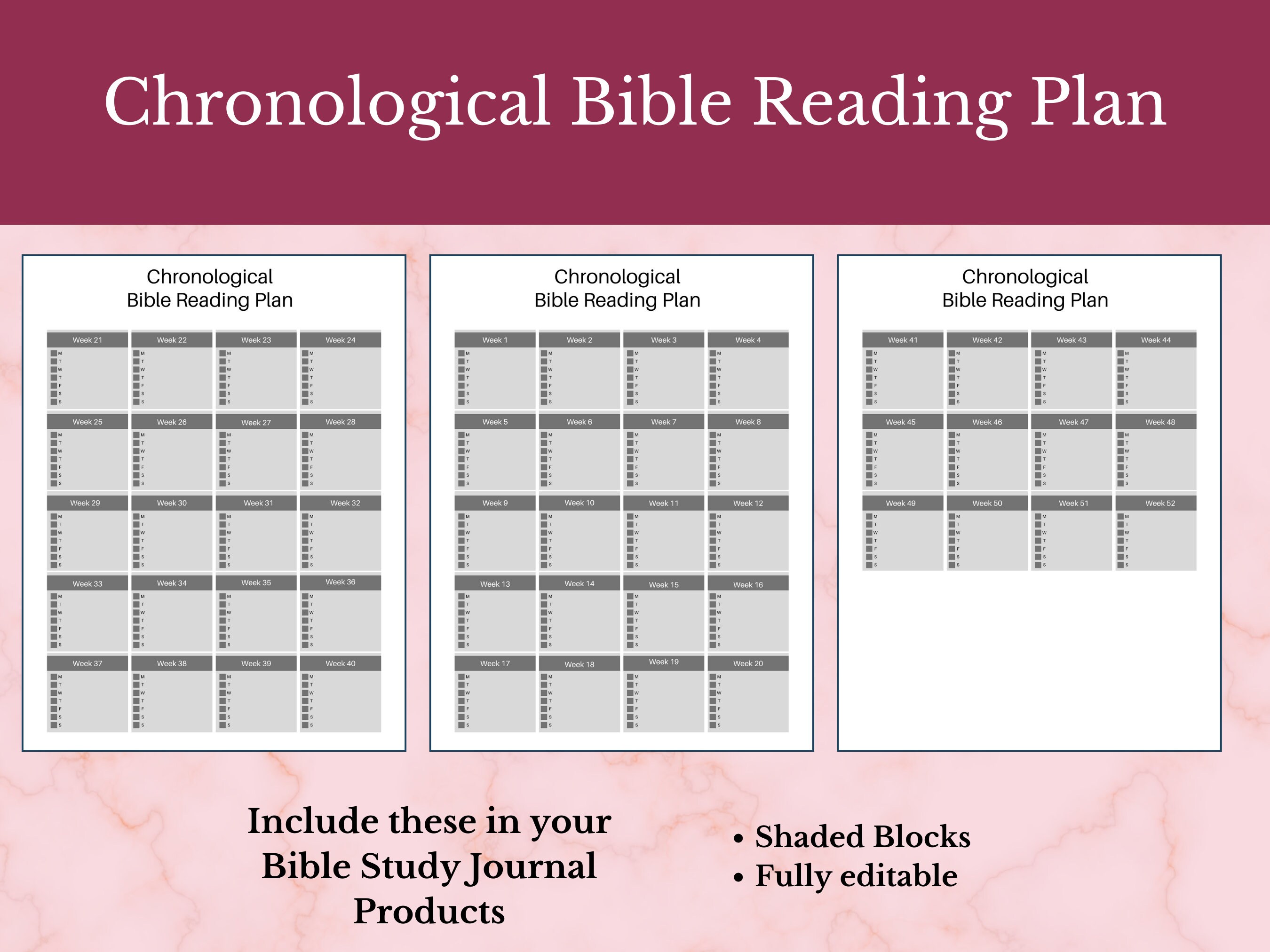 Chronological Bible Reading Tracker Printable | Bible Reading Log ...