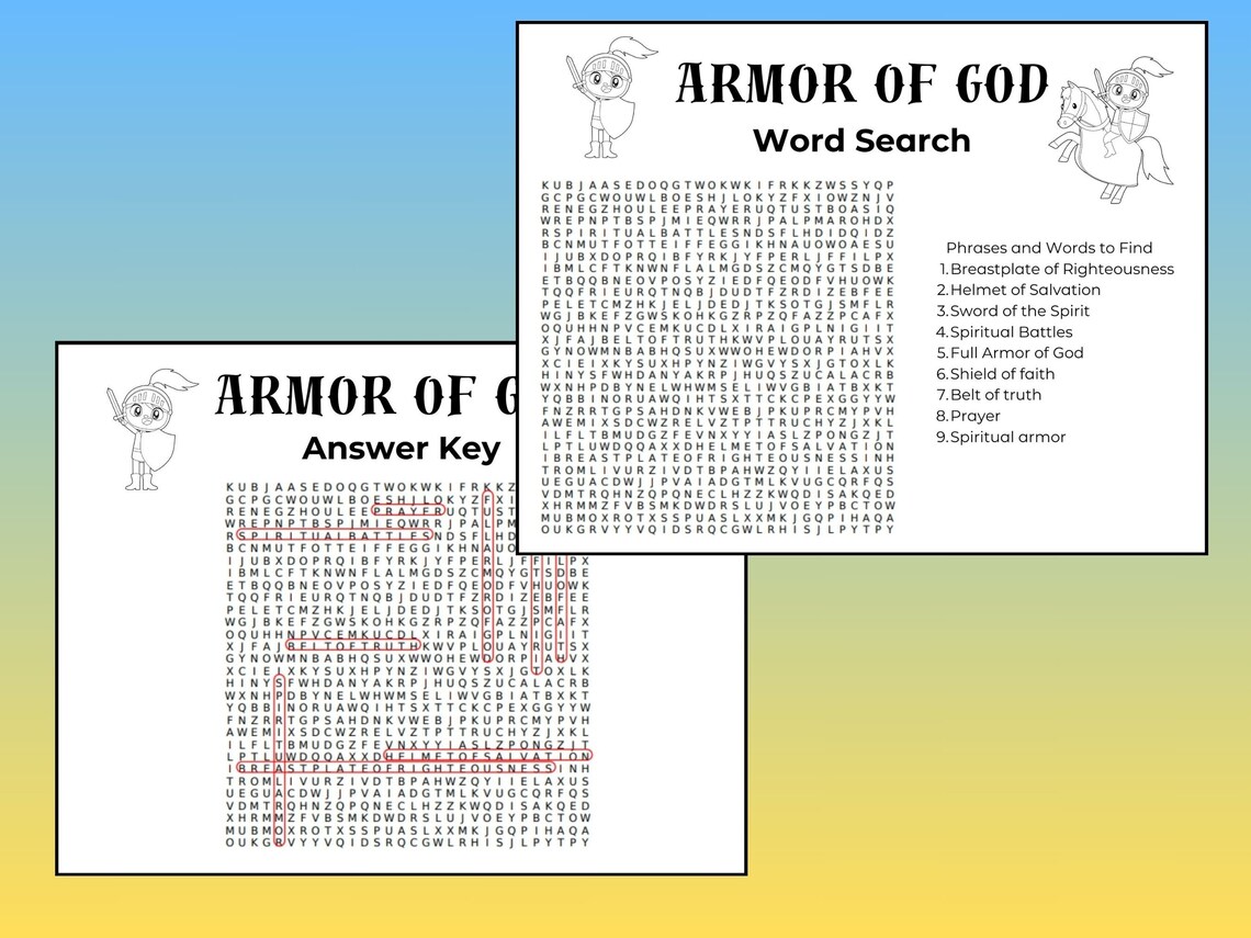 Armor of God Activity Book for Kids, Bible Story Printables, Bible ...