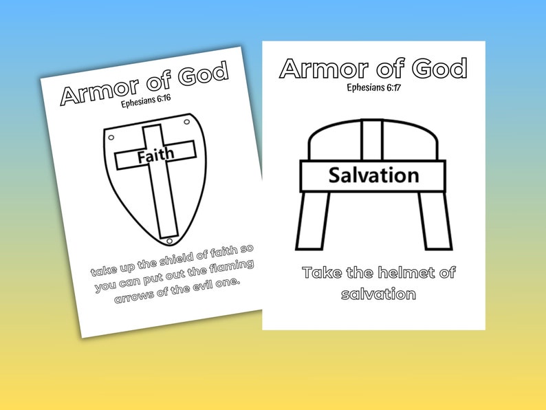 Armor of God Bible Verse Coloring Pages, Bible Activities for Kids ...